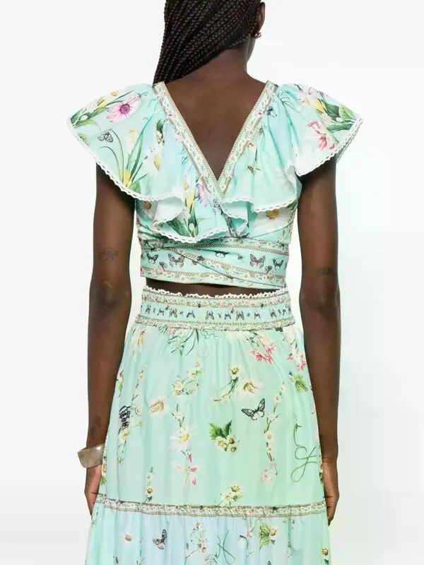 PAPER LACE Ruffled Floral Print Top