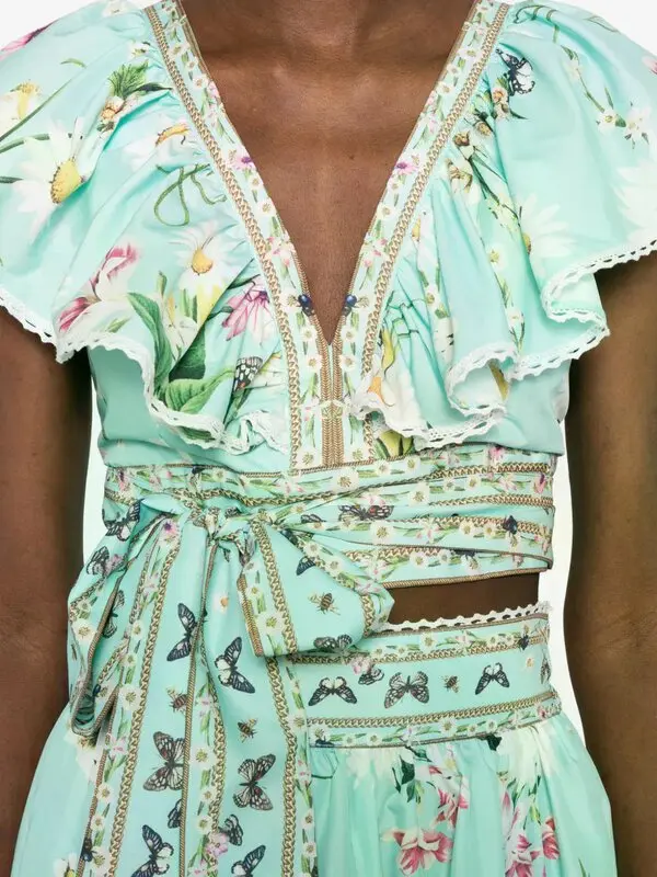 PAPER LACE Ruffled Floral Print Top