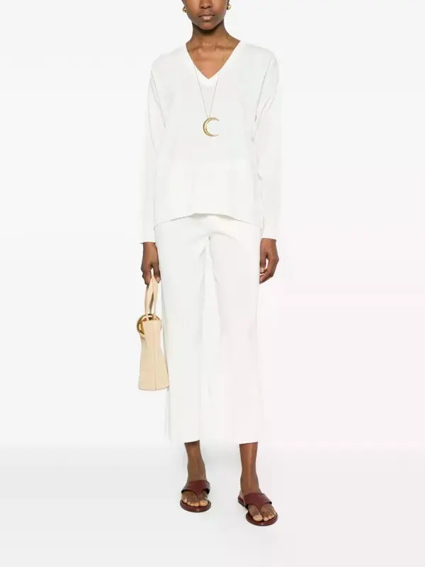 NEERA Cropped Elasticated Trousers - White