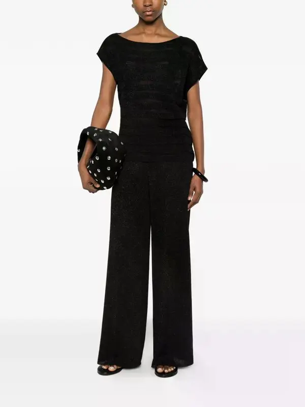 NEERA Knitted Boat-neck Top - Black