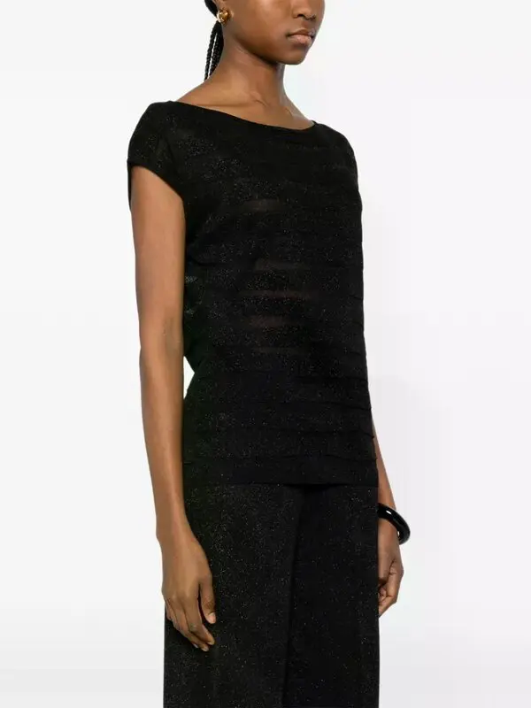 NEERA Knitted Boat-neck Top - Black
