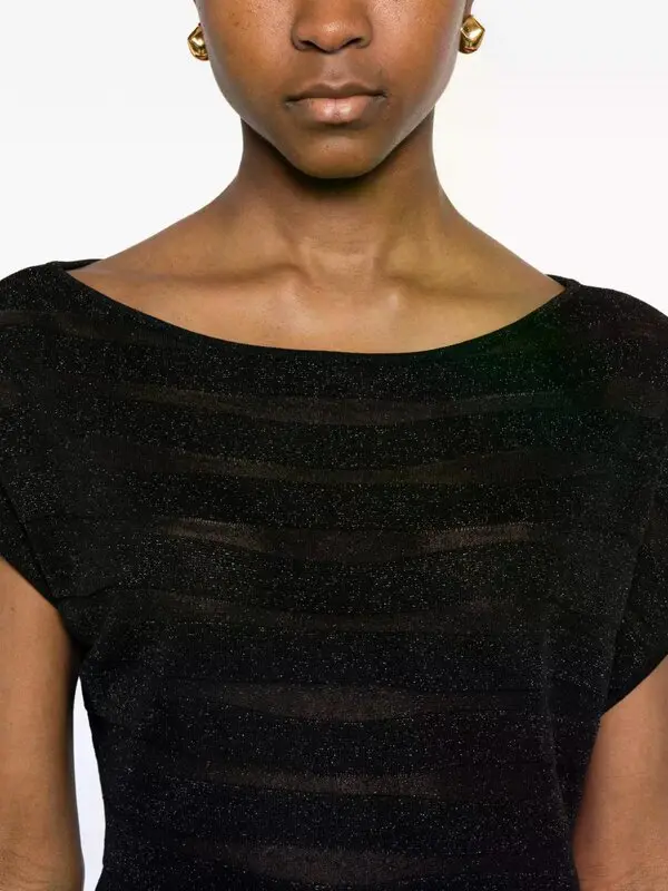 NEERA Knitted Boat-neck Top - Black
