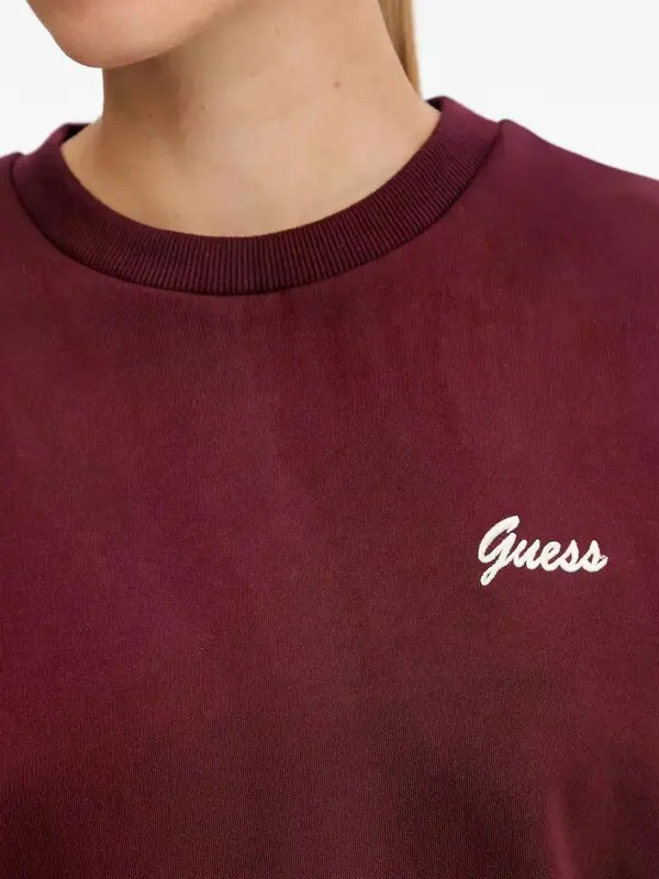Guess Fabia Sweatshirt With Ribbed Trim And Stripe Detail - Red