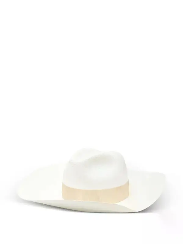 Borsalino Sophie Ribbon-detail Wide Brim Hat - Neutrals
