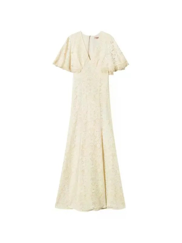 TWINSET Long Lace Dress - Neutrals