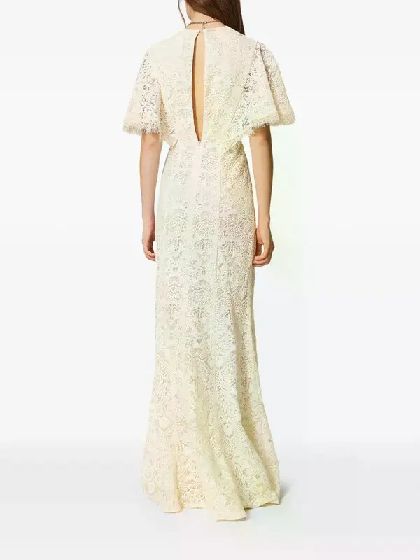 TWINSET Long Lace Dress - Neutrals