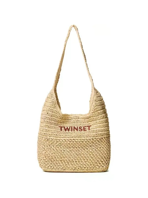 TWINSET Crochet Raffia Shoulder Bag