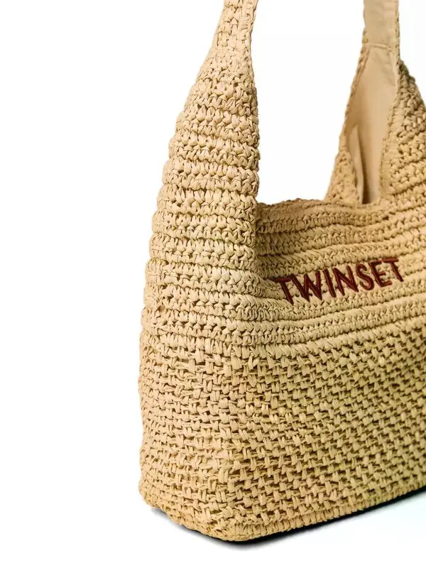 TWINSET Crochet Raffia Shoulder Bag