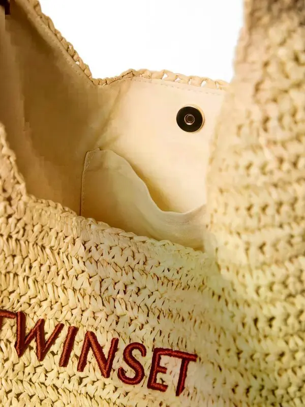 TWINSET Crochet Raffia Shoulder Bag