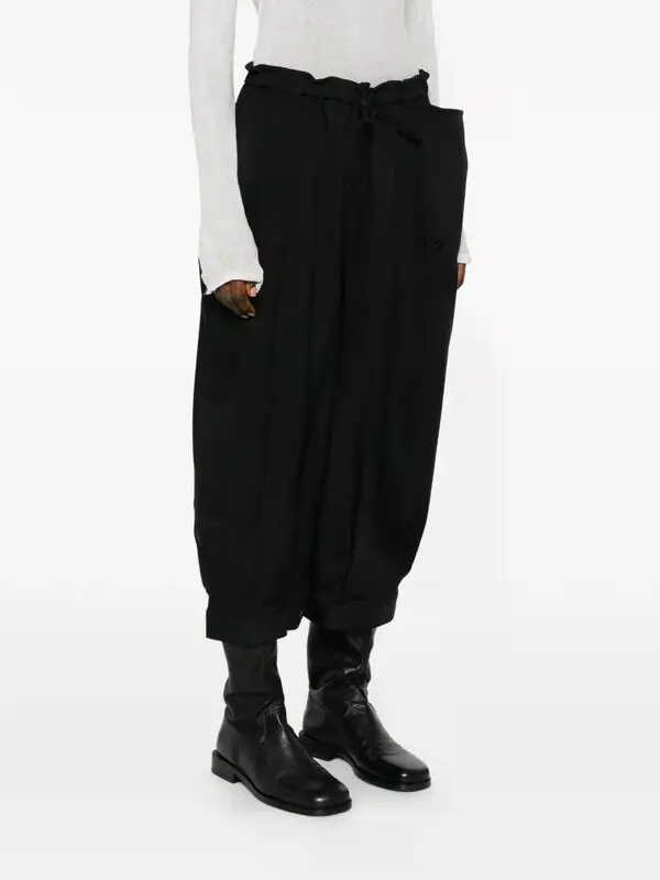 Y3 Gathered Waist Trousers With Buttoned Cuffs
