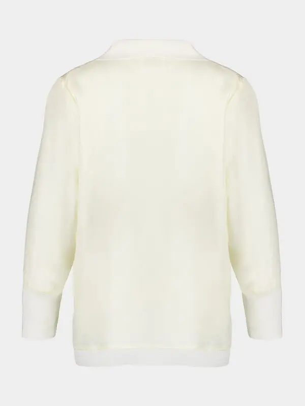 PAULA Diane Vanilla Custard Silk Twill V-neck Long-sleeve Blouse - Cream