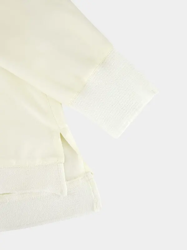 PAULA Diane Vanilla Custard Silk Twill V-neck Long-sleeve Blouse - Cream