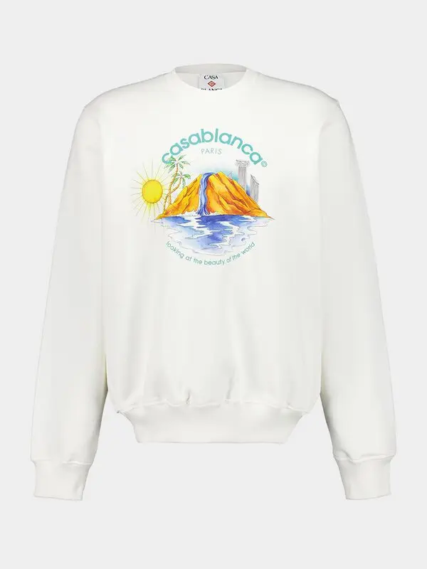 Casablanca Oasis Printed Sweatshirt - White