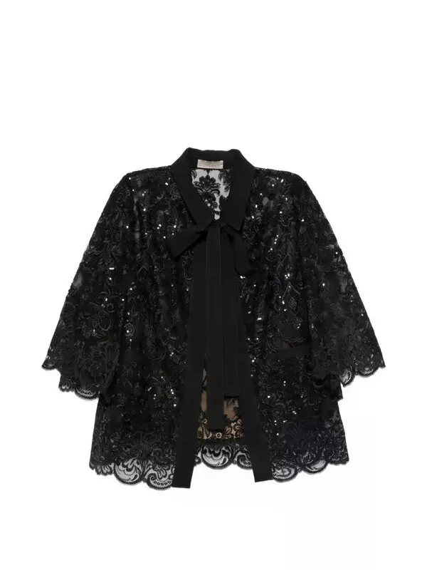 Elie Saab Sequin Embellished Lace Top