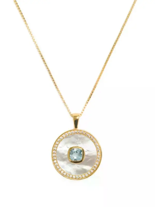 FREYA ROSE March Mother-of-pearl Aquamarine Necklace - Gold