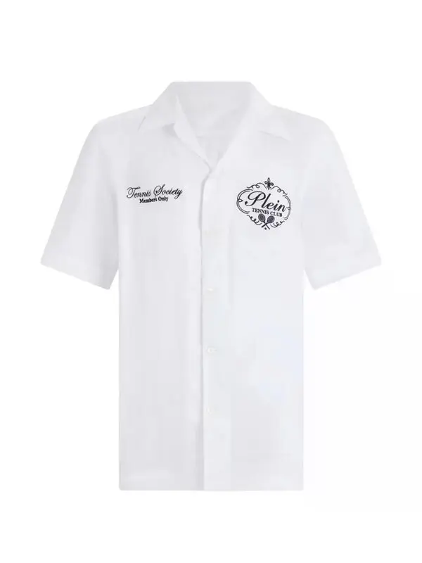 Philipp Plein Linen Bowling Shirt Tennis Club