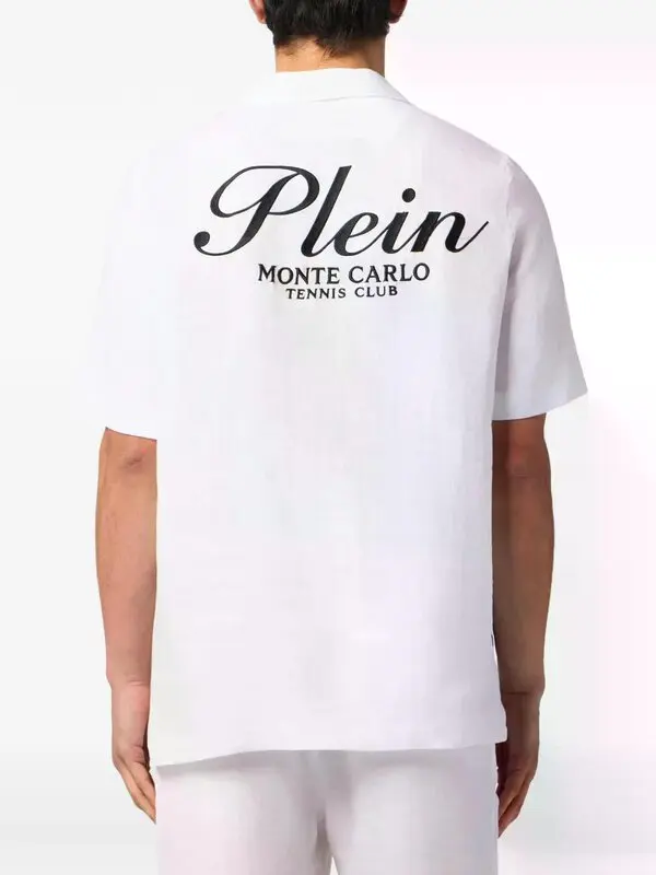 Philipp Plein Linen Bowling Shirt Tennis Club