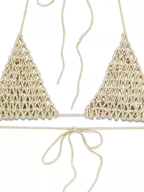 ISA BOULDER Macramé Triangle Bikini Top - Neutrals