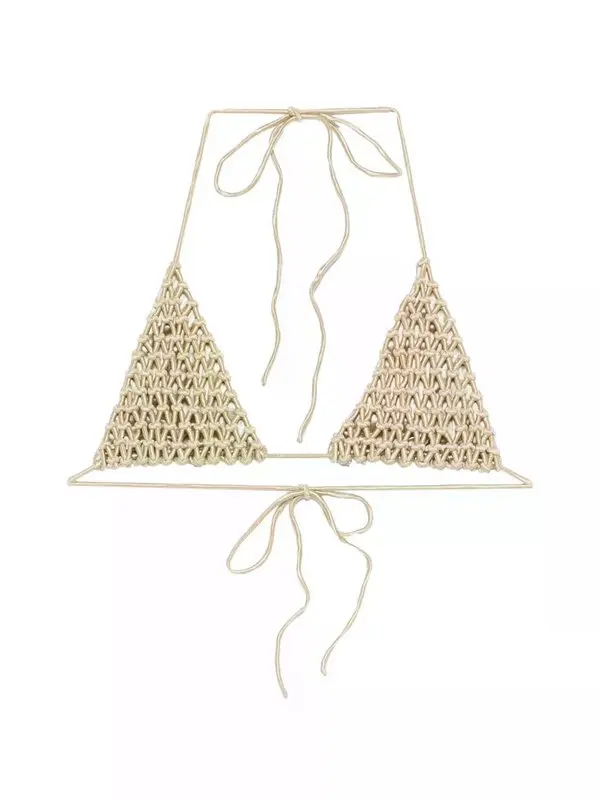 ISA BOULDER Macramé Triangle Bikini Top - Neutrals