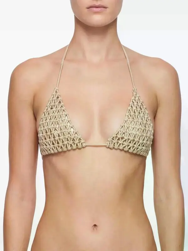 ISA BOULDER Macramé Triangle Bikini Top - Neutrals
