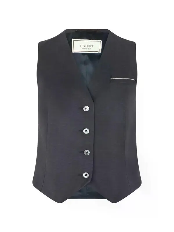 Peserico V-neck Button Vest - Grey