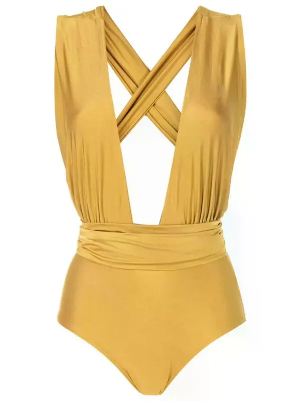 LENNY NIEMEYER Tie-fastening Plunge Swimsuit - Yellow