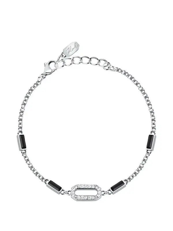 Karl Lagerfeld Oval Crystal-detail Chain Bracelet - Silver
