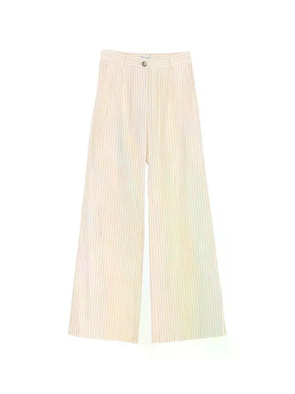 ERMANNO FIRENZE Striped Wide-leg Trousers - Neutrals