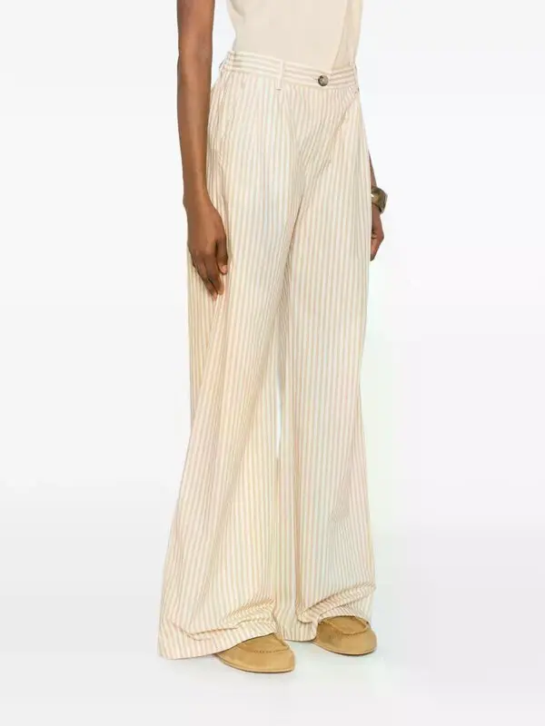 ERMANNO FIRENZE Striped Wide-leg Trousers - Neutrals