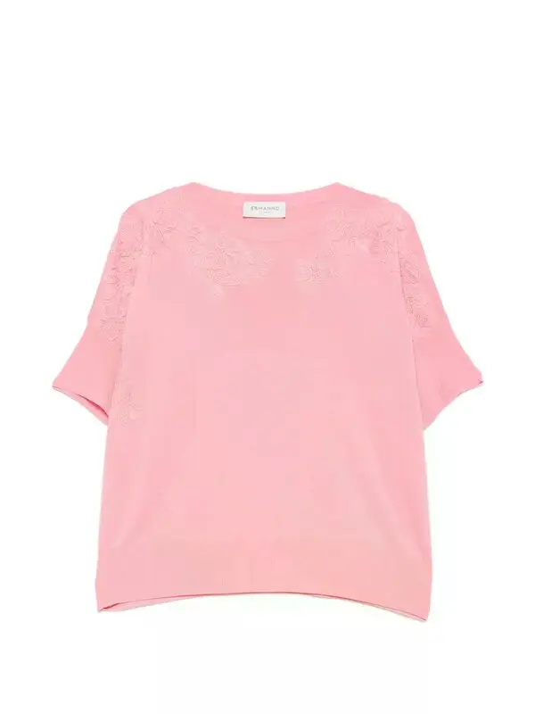 ERMANNO FIRENZE Floral Lace T-shirt - Pink