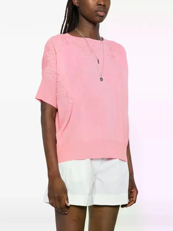 ERMANNO FIRENZE Floral Lace T-shirt - Pink