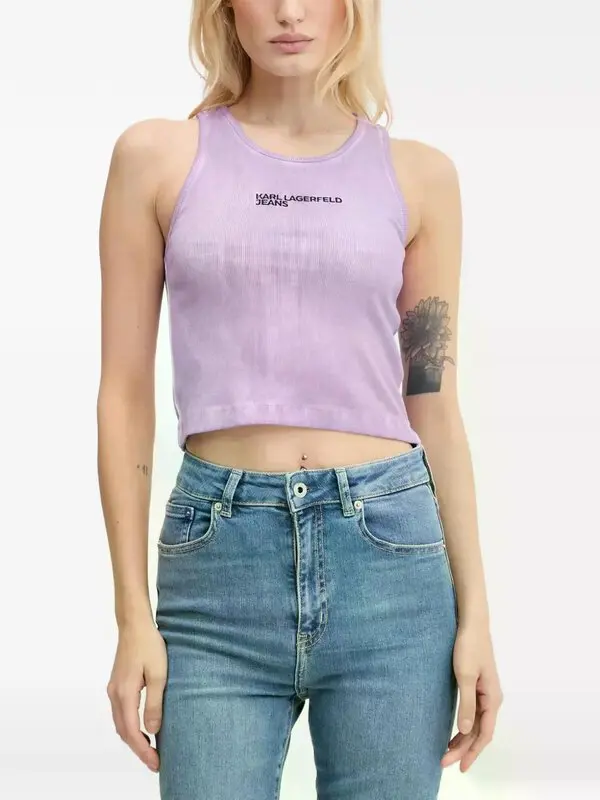 Karl Lagerfeld Washed Ribbed Tank Top - Purple