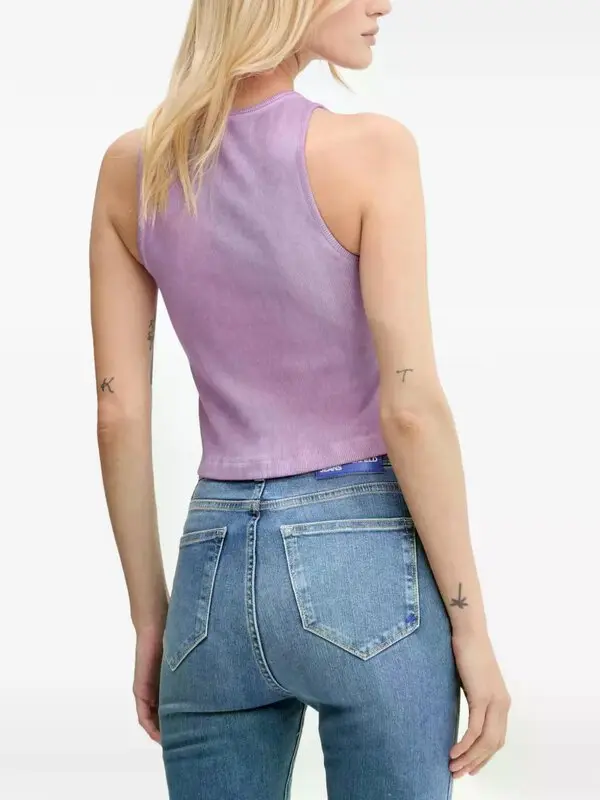 Karl Lagerfeld Washed Ribbed Tank Top - Purple