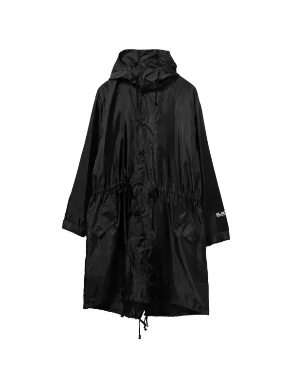 Comme Des Garçons Logo-print Hooded Coat - Black