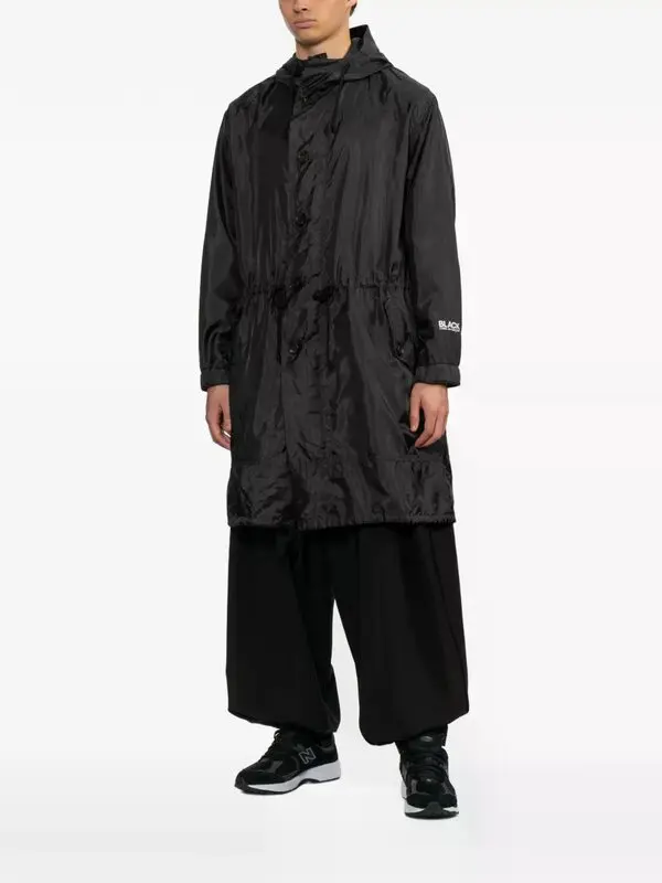 Comme Des Garçons Logo-print Hooded Coat - Black