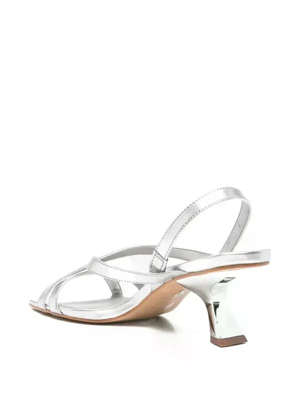 ANDREA CARRANO Strappy Square-toe Slingback Sandals - Silver