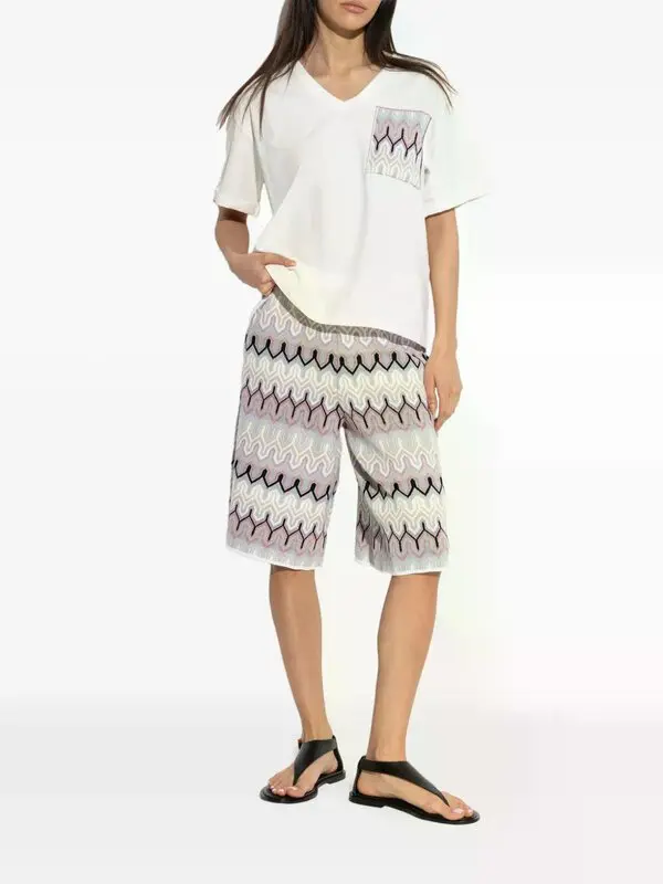 AKEP V-neck T-shirt With Patch Pocket - Neutrals