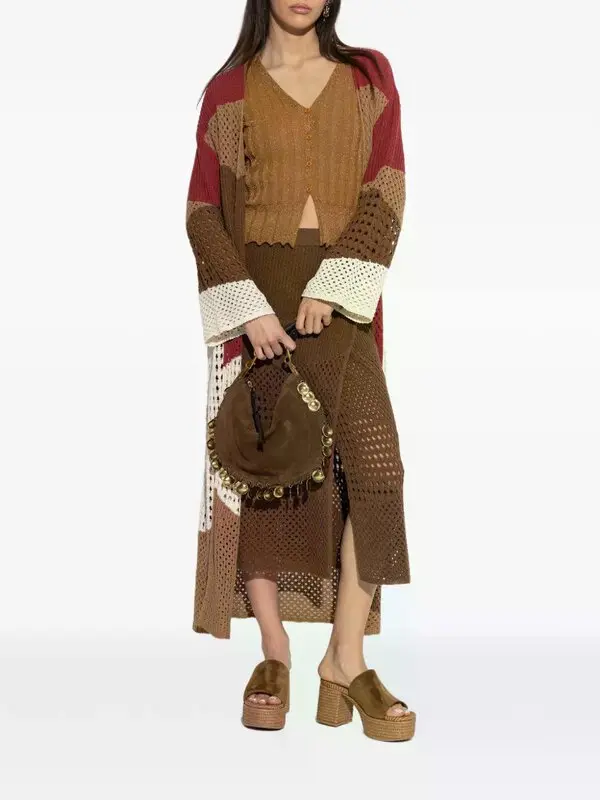 AKEP Open-knit Midi Skirt With Side Tie