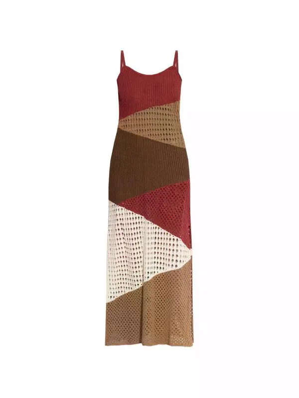 AKEP Colour-block Open-knit Maxi Dress