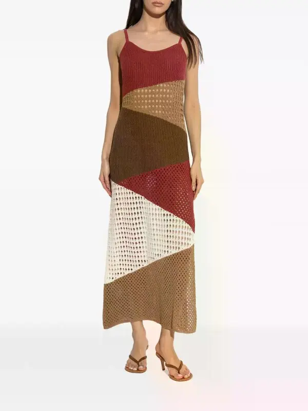 AKEP Colour-block Open-knit Maxi Dress