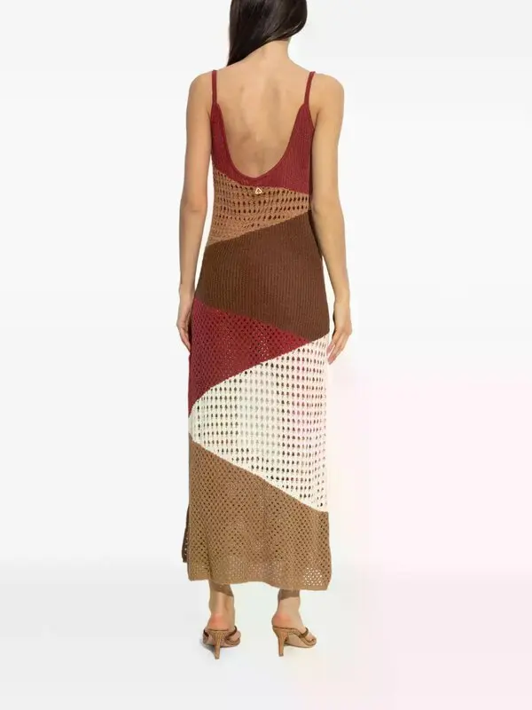AKEP Colour-block Open-knit Maxi Dress