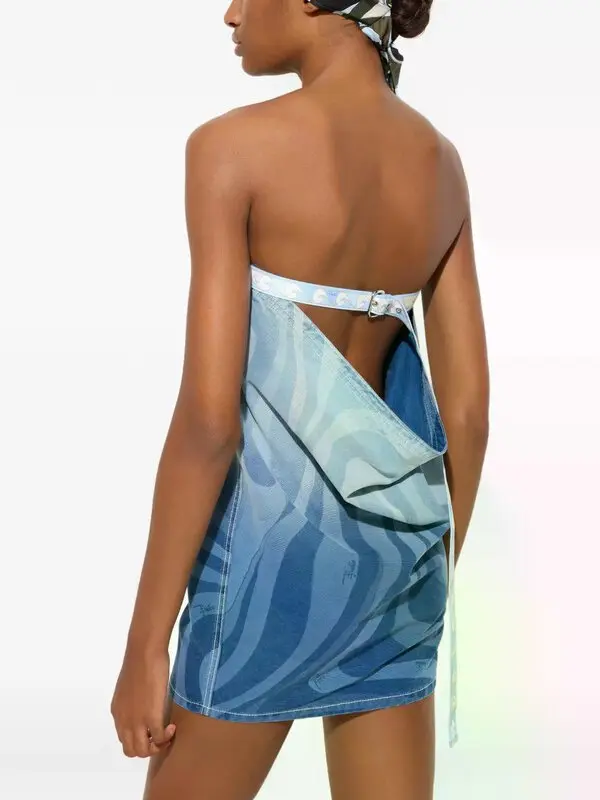 Emilio Pucci Marmo Print Denim Mini Dress