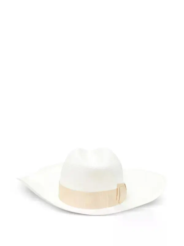 Borsalino Sophie Ribbon-detail Wide Brim Hat - Neutrals