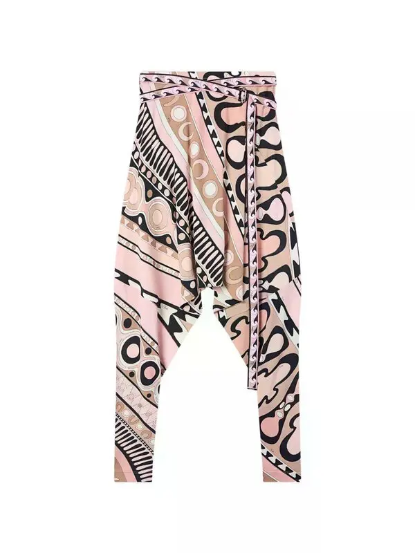 Emilio Pucci Printed Flowing Pants With Belt - Pink