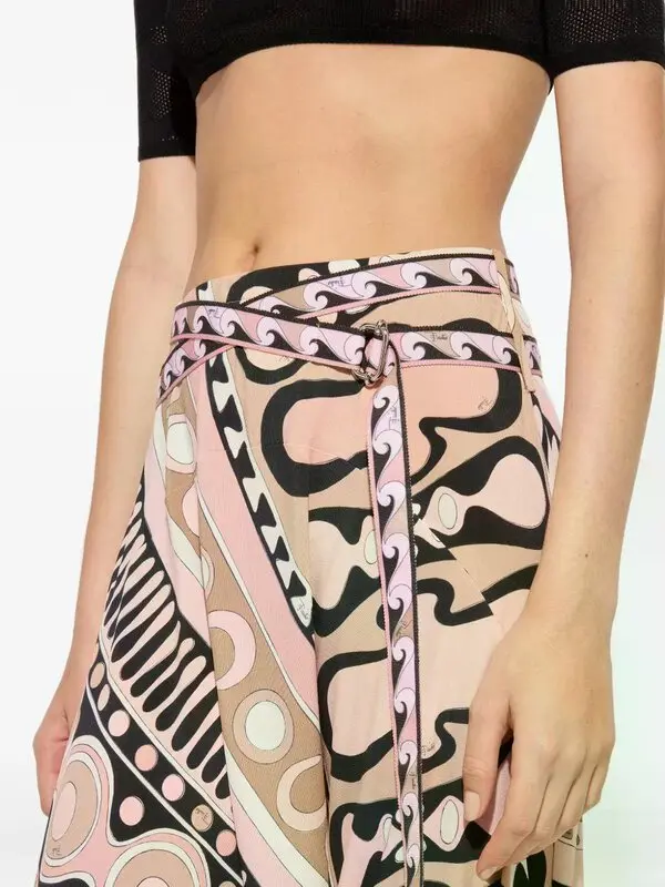 Emilio Pucci Printed Flowing Pants With Belt