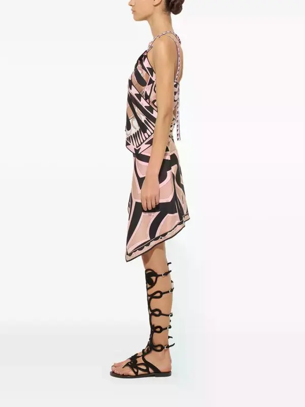 Emilio Pucci Labirinto Print Silk Scarf Skirt - Black