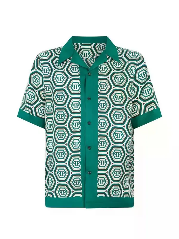 Philipp Plein Monogram Silk Bowling Shirt