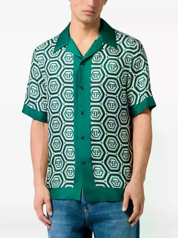 Philipp Plein Monogram Silk Bowling Shirt