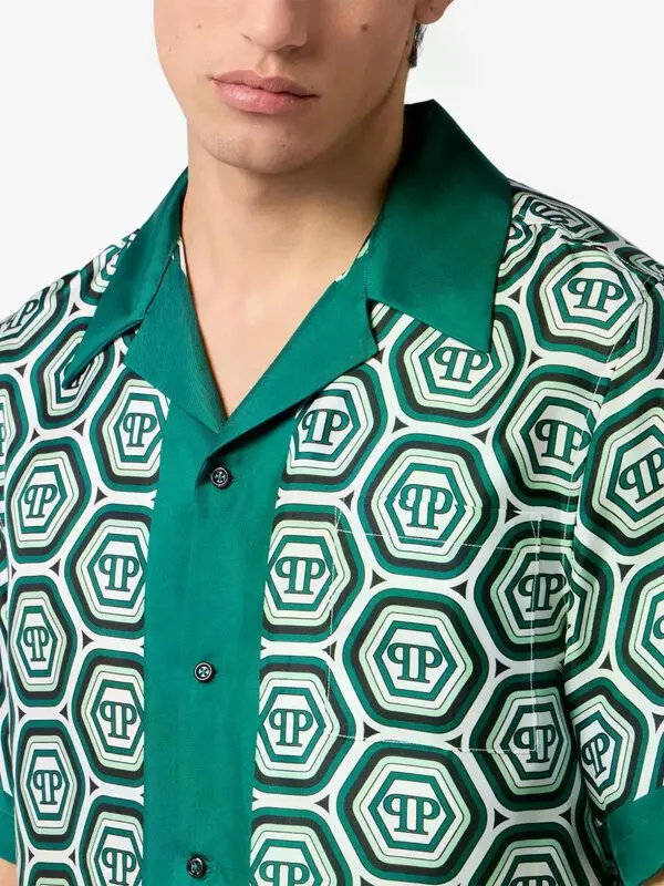 Philipp Plein Monogram Silk Bowling Shirt