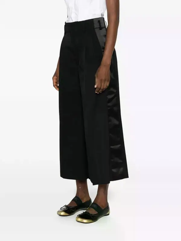 Comme Des Garçons Satin-panelled Pleated Trousers